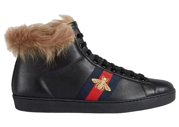Gucci Ace Stripe High-top Sneakers - Black/brown/navy Blue