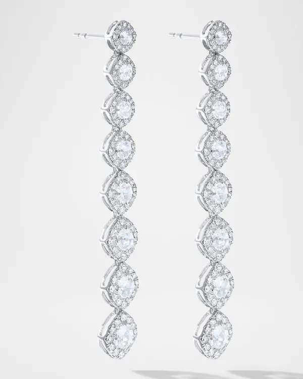 64 Facets 18k White Gold Diamond Drop Earrings - Diamonds