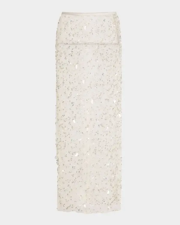 Lapointe Embellished Mesh Maxi Skirt