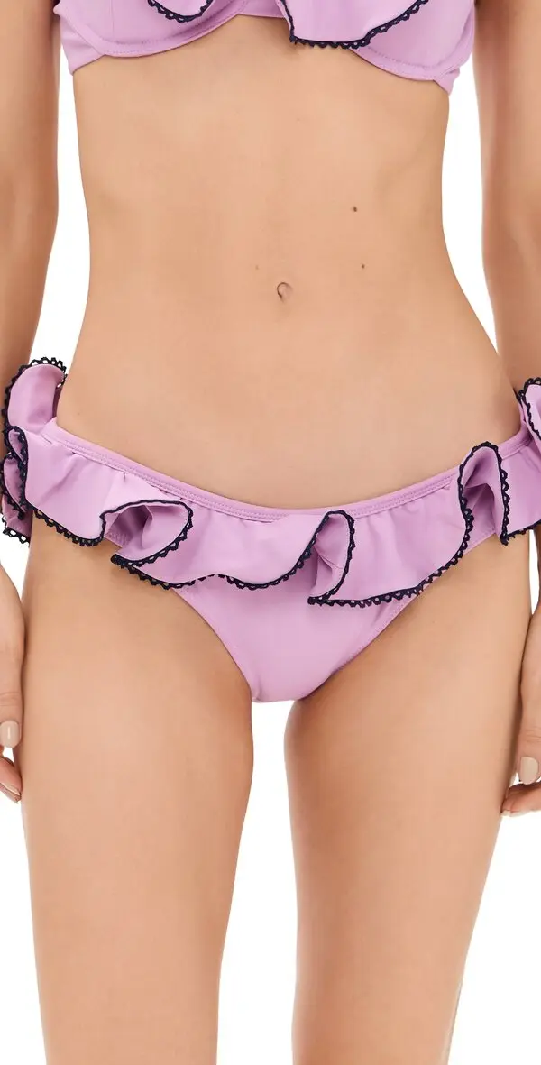 Caroline Constas Lotus Bikini Bottom - Mauve/navy Combo