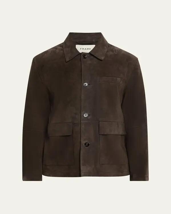 FRAME Suede Chore Coat - Dark Brown