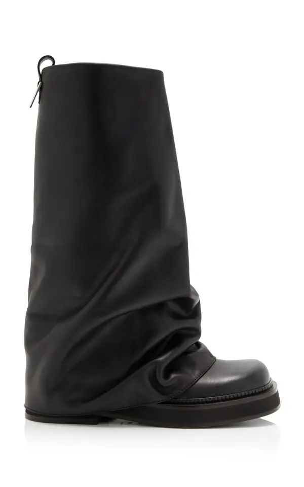 Attico Robin Leather Combat Boots - Brown