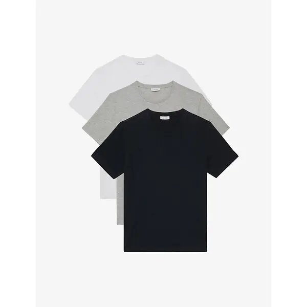 REISS Bless Pack-of-three Cotton T-shirts - Multi