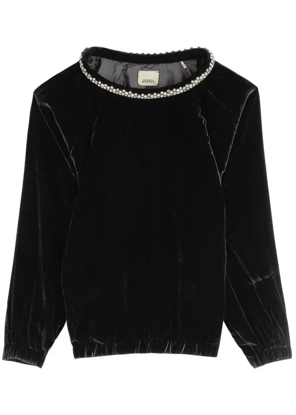 Isabel Marant Bertina Embellished Velvet Top