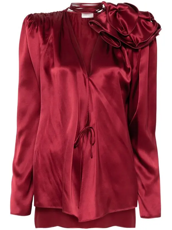 Magda Butrym Silk Flower Blouse - Red