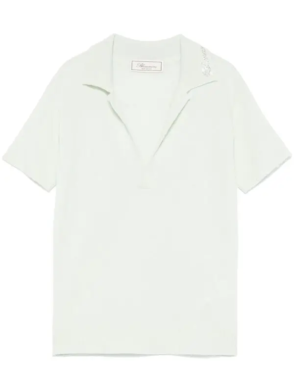 Blumarine Logo Appliqué Polo Top - Green