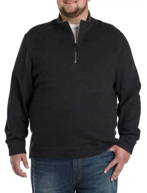 Tommy Bahama Big & Tall Flip Coast Reversible 1/2-zip Pullover - Black