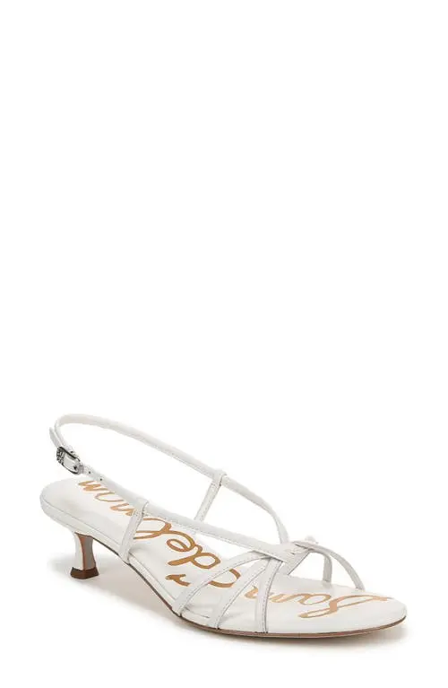 Sam Edelman Cressa Kitten Heel Slingback Sandals - Bright White