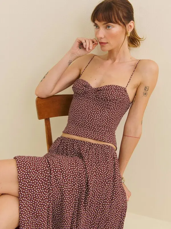REFORMATION Pixie Top - Choco Dot