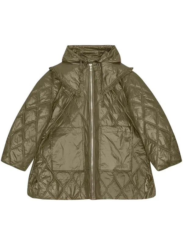 GANNI Quilted Short Jacket - Kaki