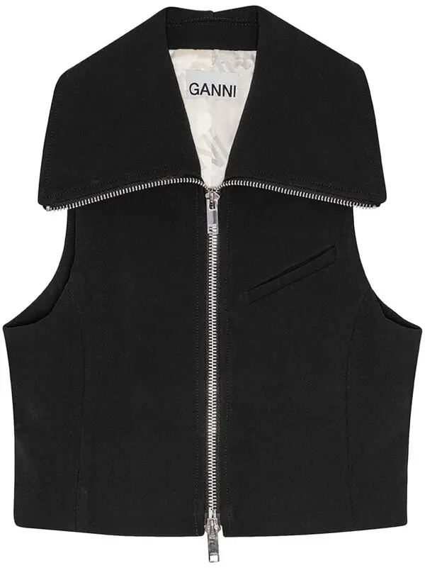 GANNI Zipped Vest - Black