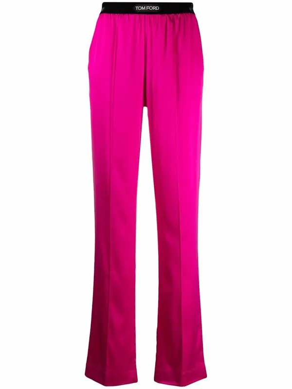 TOM FORD High-waisted Silk Trousers - Fuchsia