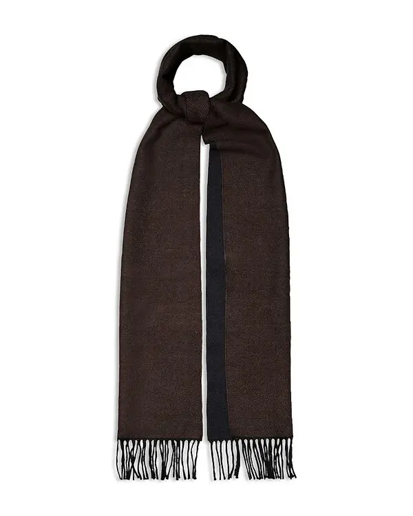 Eton Two Sided Merino Wool Scarf - Dark Brown
