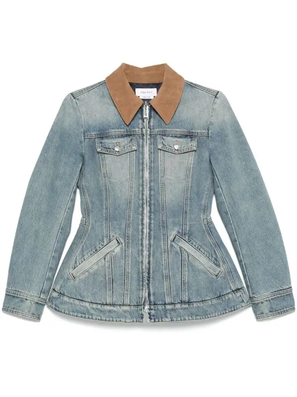 Alexander McQueen Peplum Denim Jacket