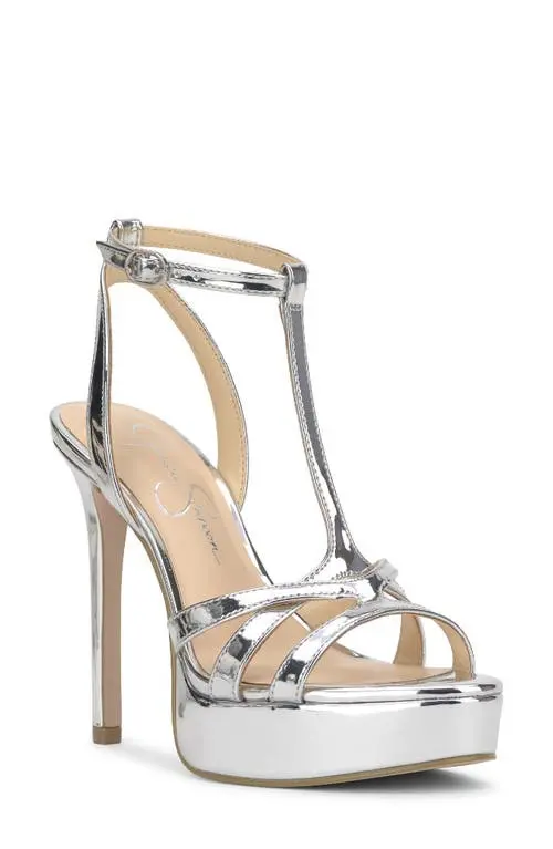 Jessica Simpson Sippete T-strap Platform Sandals - Silver
