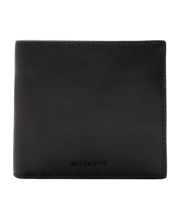 All Saints Calfskin Delph Bifold Wallet - Black