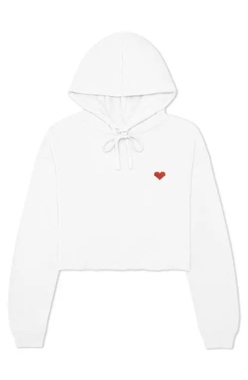 DALIX Pixel Heart Cropped Hoodie - White