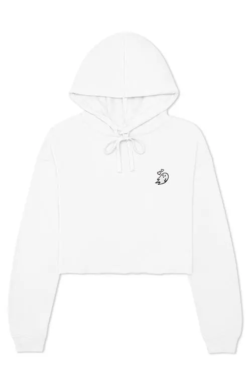 DALIX Heartly Ghost Cropped Hoodie - White