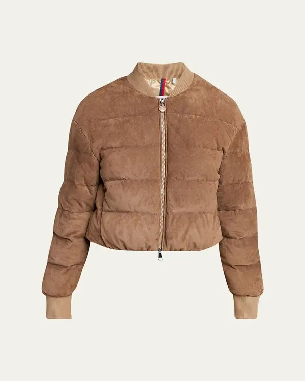 Moncler Pollet Suede Bomber Jacket - Chocolate