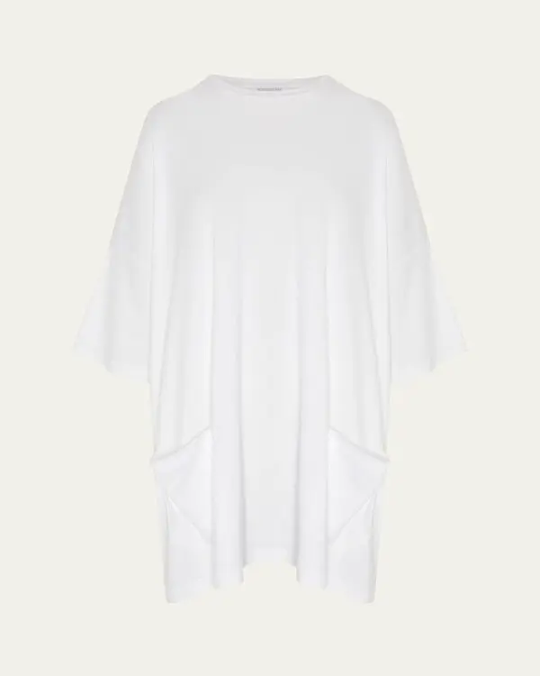 Eskandar Sloped-shoulder Poncho - White