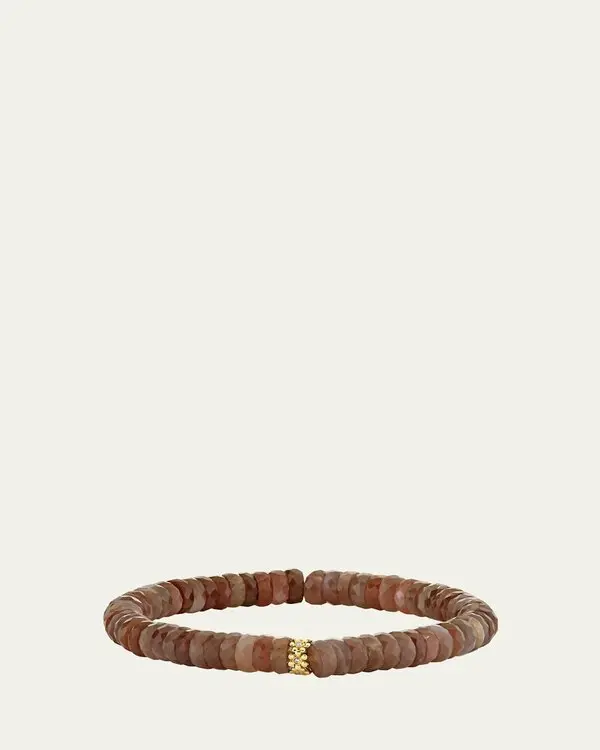 SYDNEY EVAN Beaded Moonstone Bracelet With Diamond Charm