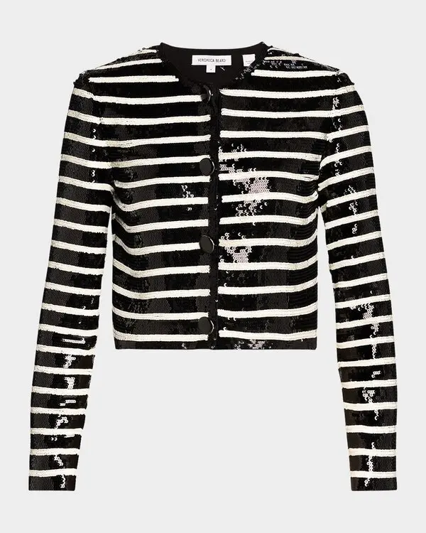 Veronica Beard Mickey Sequined Jacket - Blackoff-white