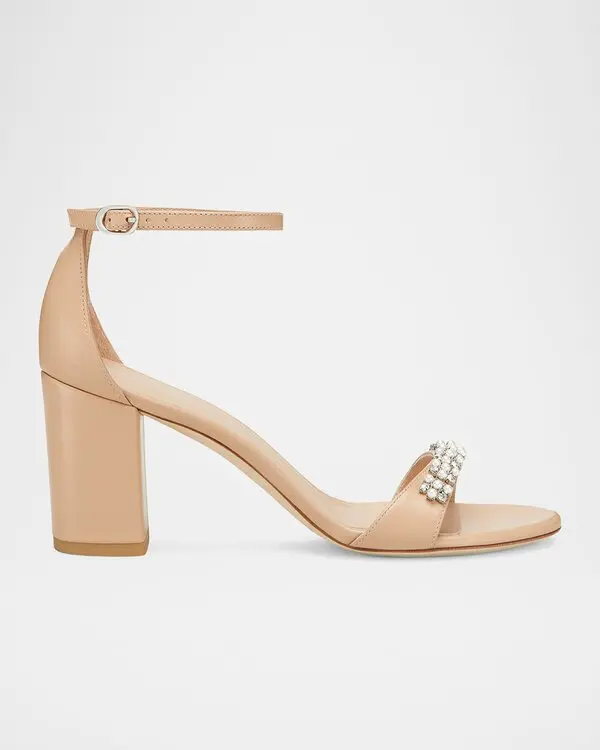 STUART WEITZMAN Nudist Poppy Embellished Sandals - Adobe/clear/natural