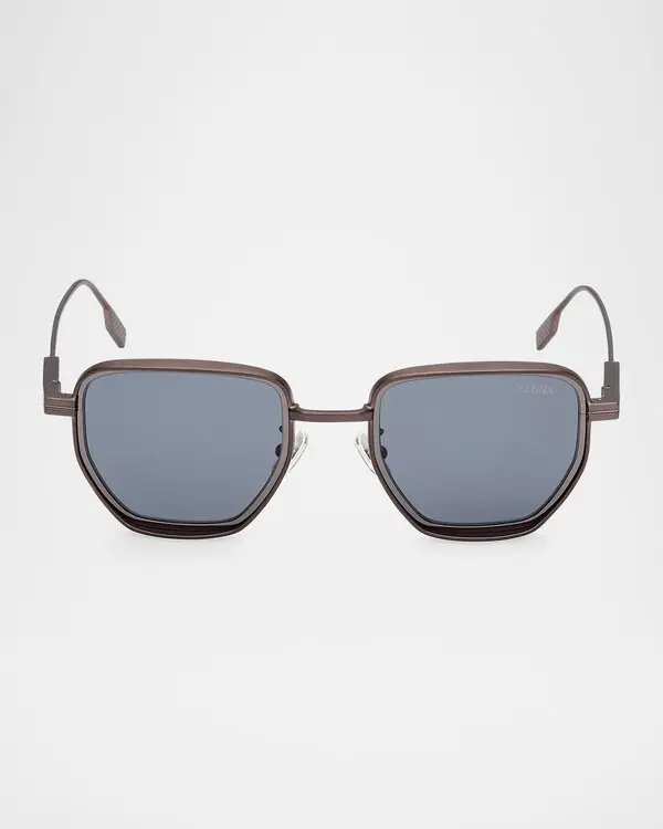 Zegna Round Metal And Acetate Sunglasses - Matte Bronze