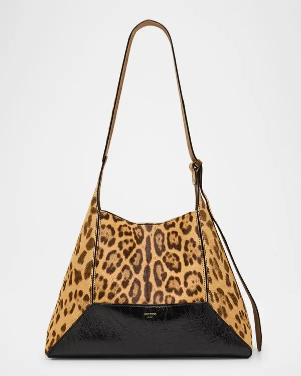 JIMMY CHOO Diamond Leopard Calf Hair Hobo Bag