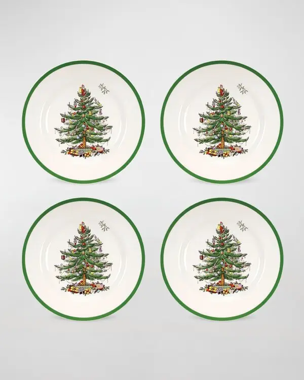 SPODE Christmas Tree Set Of 4 Dinner Plates