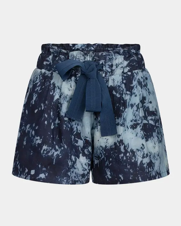 Silvia Tcherassi Giorgio Tie-dye Linen Shorts - Indigo