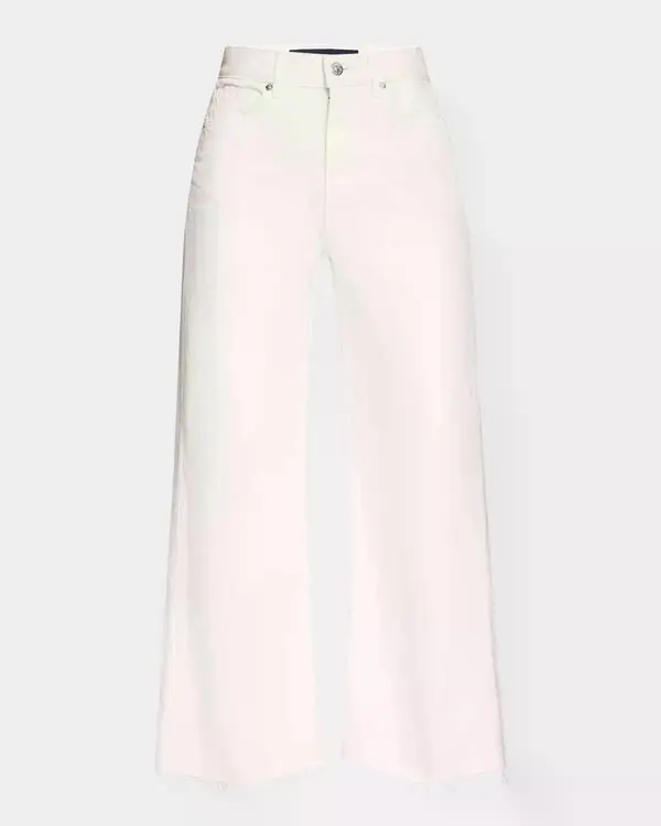 Veronica Beard Taylor Crop High-rise Wide Leg Jeans - White