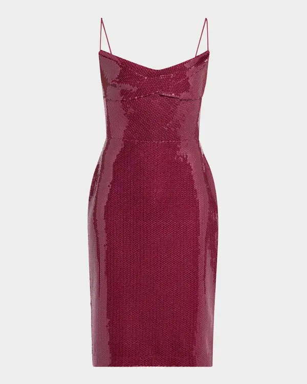 Alex Perry Draped Sequined Midi Dress