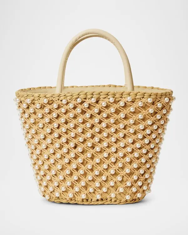 BTB LOS ANGELES Padma Pearly Raffia Tote Bag