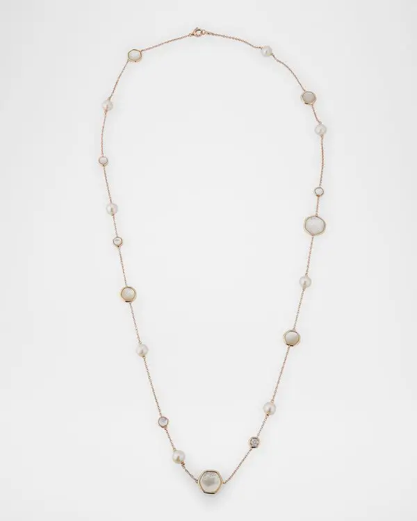 Utopia 18k Diamond, Mother-of-pearl, And Pearl Necklace - Rose Gold