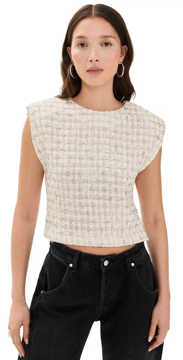 IRO PARIS Xung Metallic Tweed Blouse - Ecru/silver