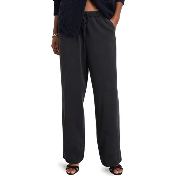 ALEX MILL Riley Drapey Twill Wide Leg Pants - Rich Black