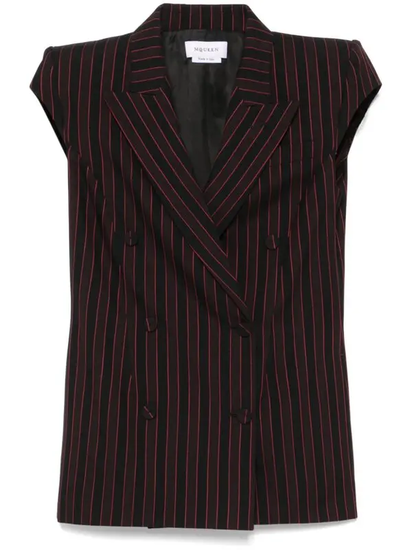 Alexander McQueen Pinstriped Sleeveless Blazer