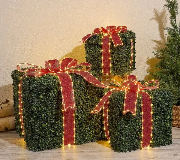 KRINGLE EXPRESS As Is S/3 Oversize In/outdoor Lit Presents