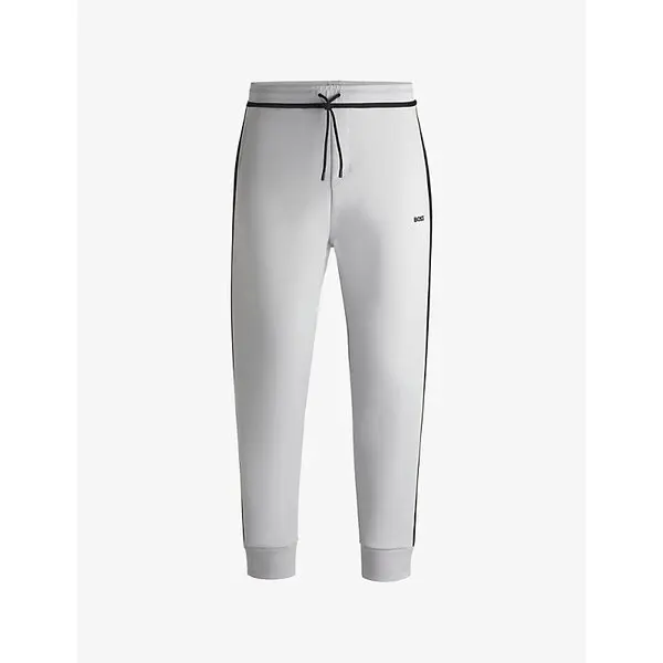 Hugo Boss Rubberised-branding Striped-trim Stretch Cotton-blend Jogging Bottoms