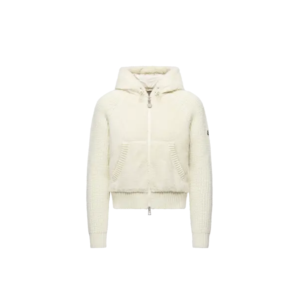 Moncler Padded Wool & Teddy Zip-up Hoodie - White