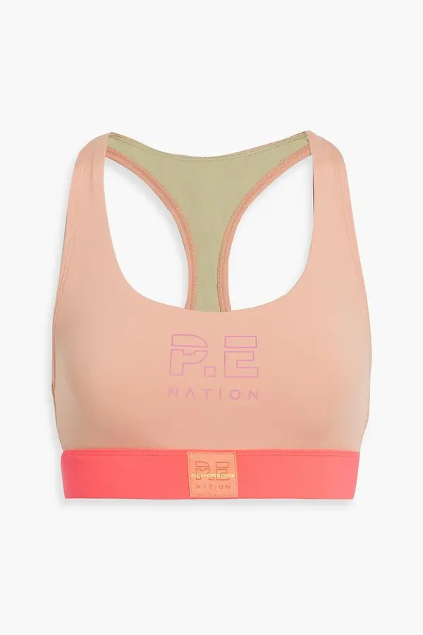 P.E Nation Box Out Appliquéd Stretch Sports Bra
