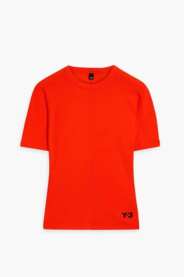Y3 Logo-print Cotton-jersey T-shirt - Papaya