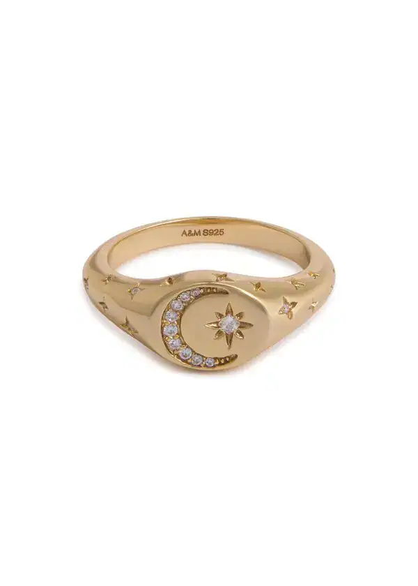 Astrid Miyu 18kt -Plated Signet Ring Gold Editorialist