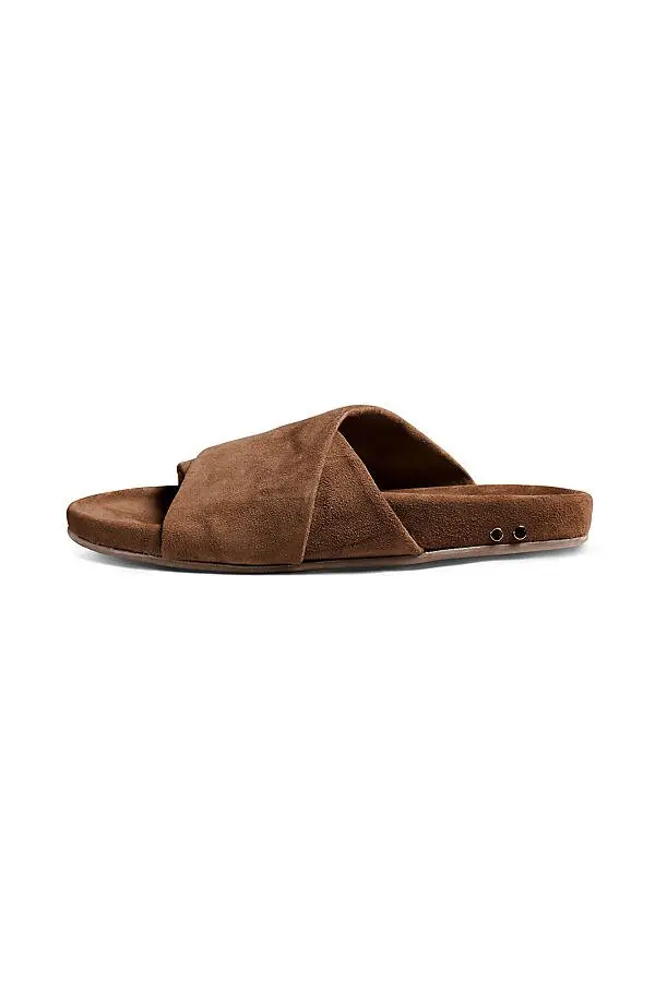 Beek Kea Suede Slides Sandals - Dark Brown