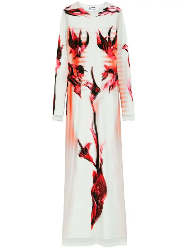 Jean Paul Gaultier Double-layered Printed Maxi Dress - Green