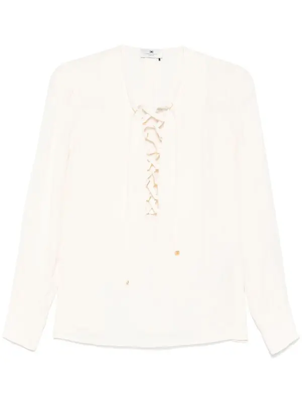 Elisabetta Franchi Lace-up Blouse - Neutrals