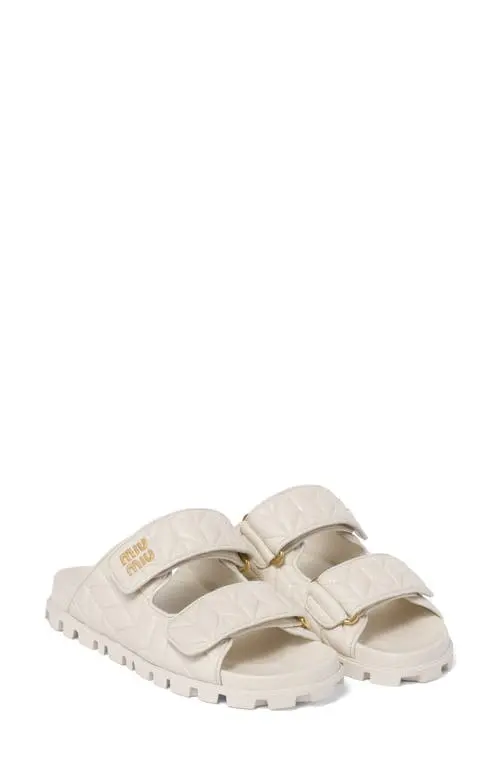 Miu Miu Matelassé Double Strap Slide Sandal