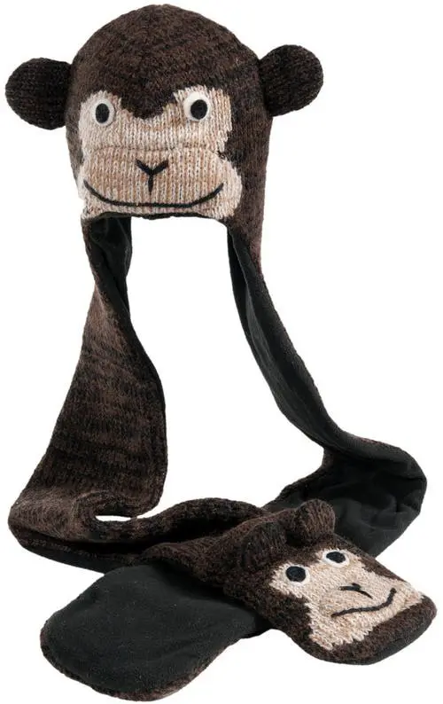 NIRVANNA DESIGNS Cheeta Monkey Hatscarf - Medium/large