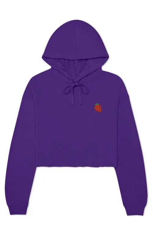 DALIX Strawberry Cropped Fleece Hoodie - Team Purple